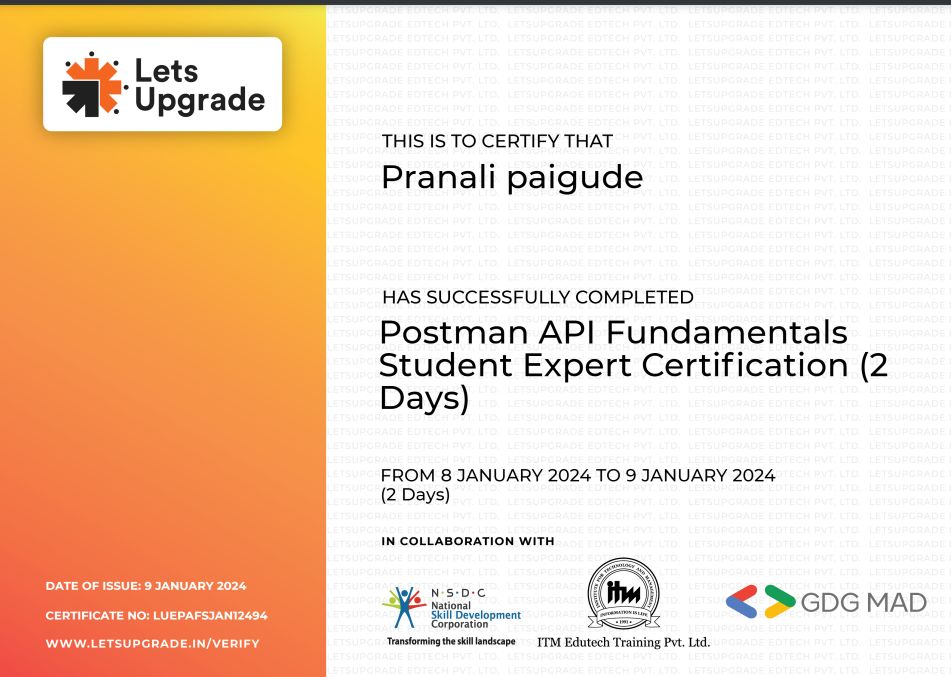 Pranali Paigude on LinkedIn: #postmanapi #letsupgrade Pranali Paigude on LinkedIn: #postmanapi #letsupgrade