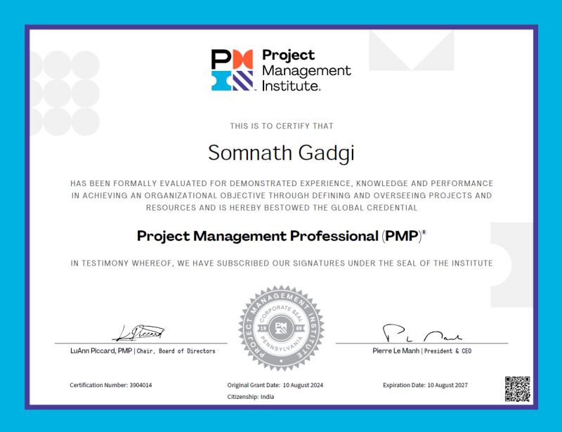Somnath Gadgi, PMP® on LinkedIn: #pmpcertified #projectmanagement # ... Somnath Gadgi, PMP® on LinkedIn: #pmpcertified #projectmanagement # ...