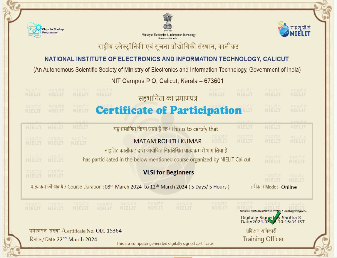 Matam Rohith kumar on LinkedIn: #vlsi #nielit #electronics # ... Matam Rohith kumar on LinkedIn: #vlsi #nielit #electronics # ...