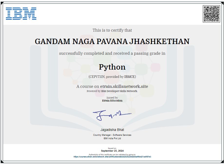 G N P Jhashkethan on LinkedIn: #python #ibm #lifelonglearning # ... G N P Jhashkethan on LinkedIn: #python #ibm #lifelonglearning # ...