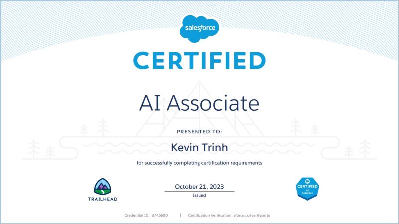 Kevin Trinh on LinkedIn: #salesforce #trailblazers #ai #aiassociate Kevin Trinh on LinkedIn: #salesforce #trailblazers #ai #aiassociate
