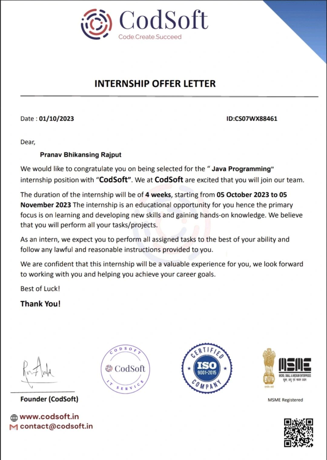 Pranav Rajput on LinkedIn: #codsoft #java Pranav Rajput on LinkedIn: #codsoft #java
