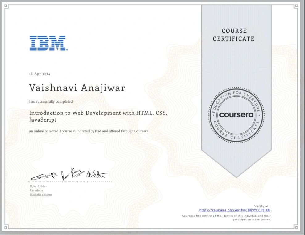 I completed Introduction to Web Development with HTML, CSS, JavaScript ... I completed Introduction to Web Development with HTML, CSS, JavaScript ...