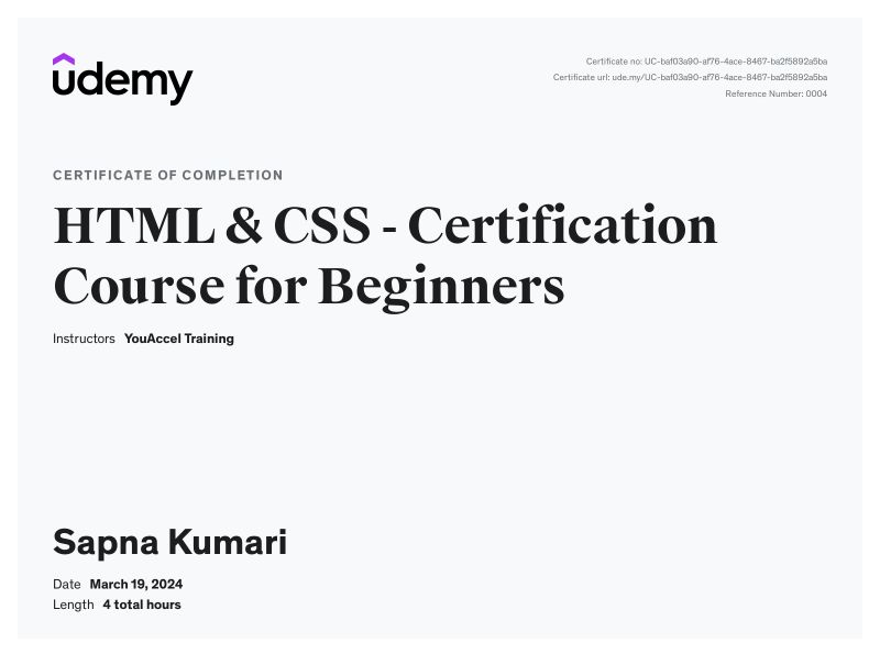 Sapna Kumari on LinkedIn: A quick revision of HTML and CSS on Udemy ... Sapna Kumari on LinkedIn: A quick revision of HTML and CSS on Udemy ...