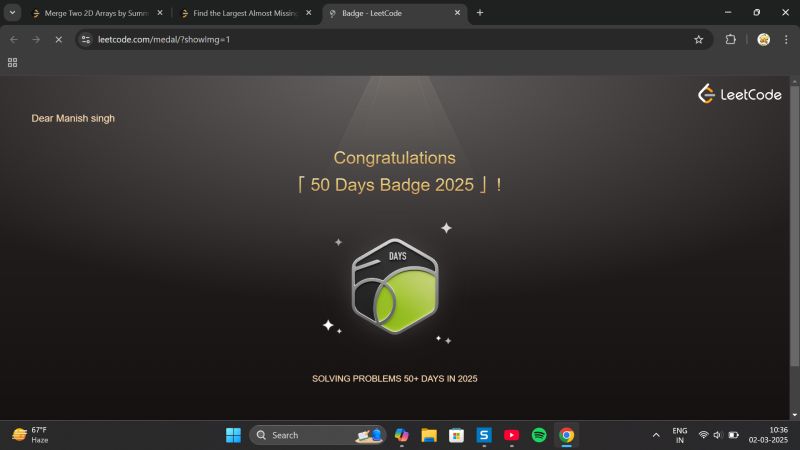 #leetcode #codingstreak #neverstoplearning | Manish Singh #leetcode #codingstreak #neverstoplearning | Manish Singh