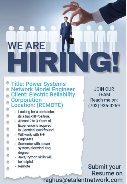 Please find below the job details: Title: Power Systems Network Model ... Please find below the job details: Title: Power Systems Network Model ...