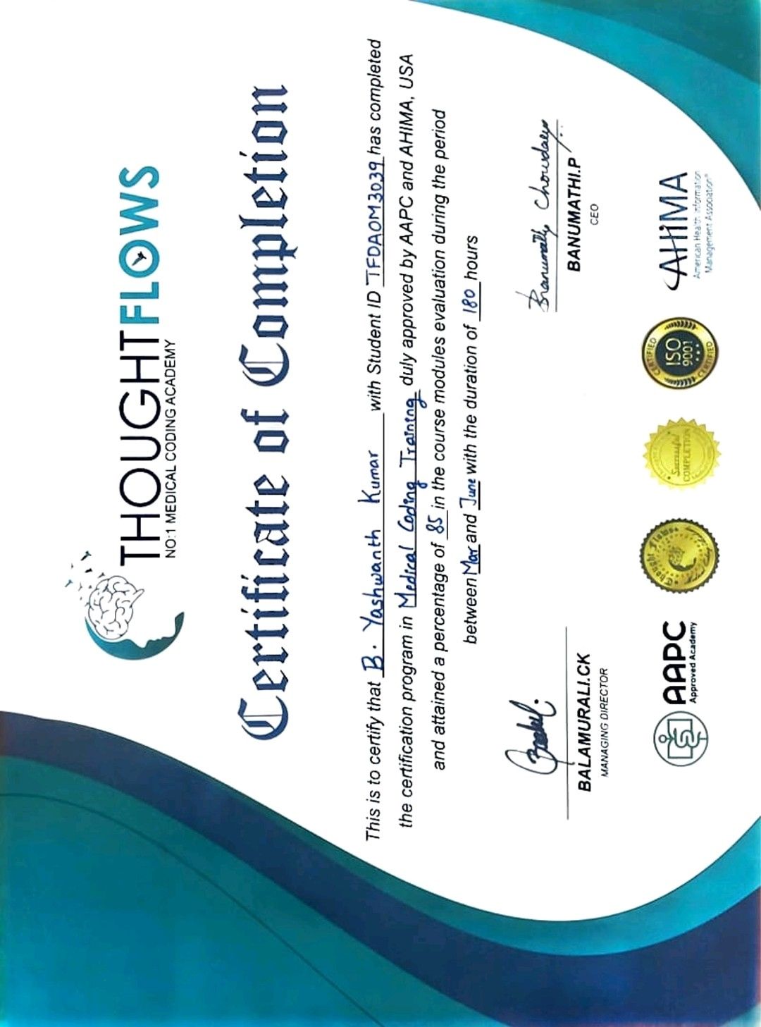 Yashwanth Kumar Belide on LinkedIn: Sucessfully Completed Medical ... Yashwanth Kumar Belide on LinkedIn: Sucessfully Completed Medical ...