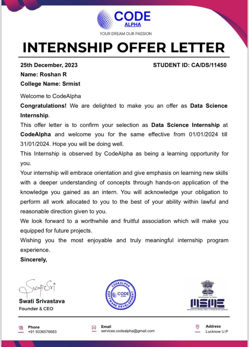 Roshan R on LinkedIn: #codealpha #internlife #newbeginnings #chennai # ... Roshan R on LinkedIn: #codealpha #internlife #newbeginnings #chennai # ...
