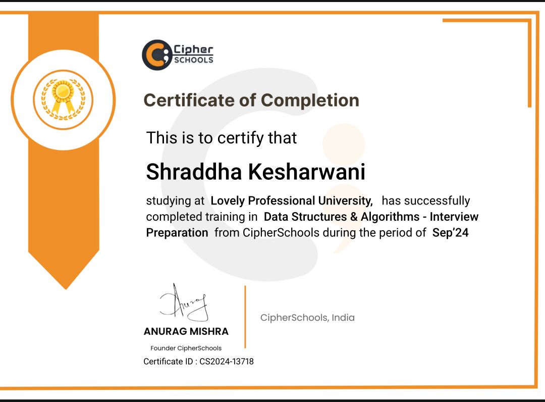 Shraddha Kesharwani on LinkedIn: #learning #dsa #interviewpreparation # ... Shraddha Kesharwani on LinkedIn: #learning #dsa #interviewpreparation # ...
