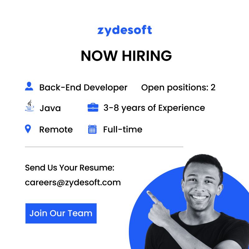 ZydeSoft on LinkedIn: #hiring #backenddeveloper #java ZydeSoft on LinkedIn: #hiring #backenddeveloper #java