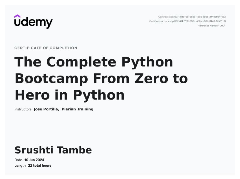 #python #programming #learning #achievement | Srushti Tambe #python #programming #learning #achievement | Srushti Tambe