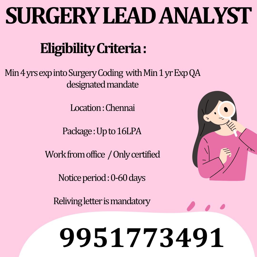 We are Hiring ||Surgery Lead Analyst || Up to 16 LPA ||… | Keerthi Sai ... We are Hiring ||Surgery Lead Analyst || Up to 16 LPA ||… | Keerthi Sai ...