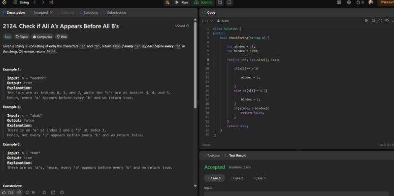 Day 33 of the DSA Challenge: Check A's before B's | Aniket Jaiswal ... Day 33 of the DSA Challenge: Check A's before B's | Aniket Jaiswal ...