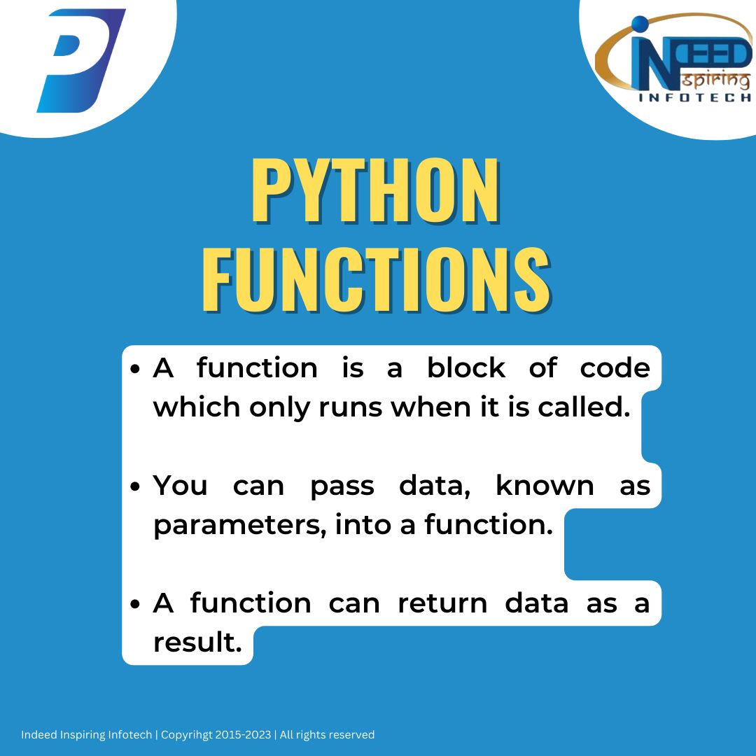 Indeed Inspiring Infotech on LinkedIn: #pythonprogramming #functions # ... Indeed Inspiring Infotech on LinkedIn: #pythonprogramming #functions # ...