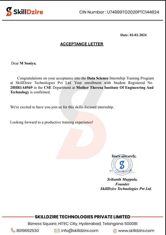 #internship #skilldzire #datascience #python | Soniya Marganeni #internship #skilldzire #datascience #python | Soniya Marganeni