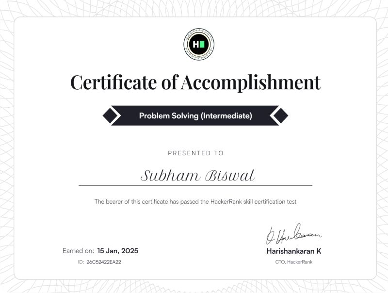 Subham Biswal on LinkedIn: #problemsolving #hackerrank #codingjourney # ... Subham Biswal on LinkedIn: #problemsolving #hackerrank #codingjourney # ...