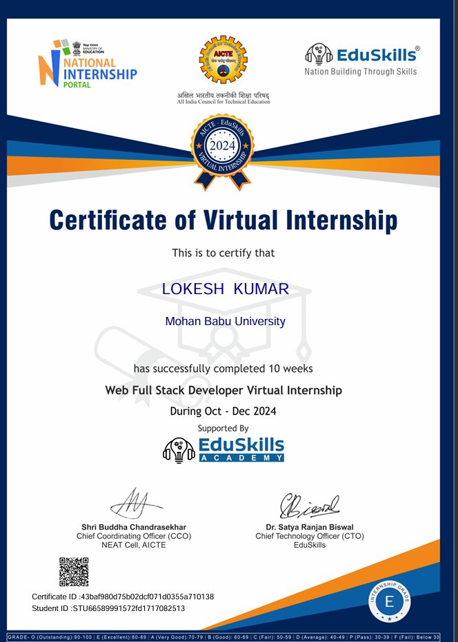Lokesh Kumar on LinkedIn: #aicte #internship #webdevelopment #learning ... Lokesh Kumar on LinkedIn: #aicte #internship #webdevelopment #learning ...