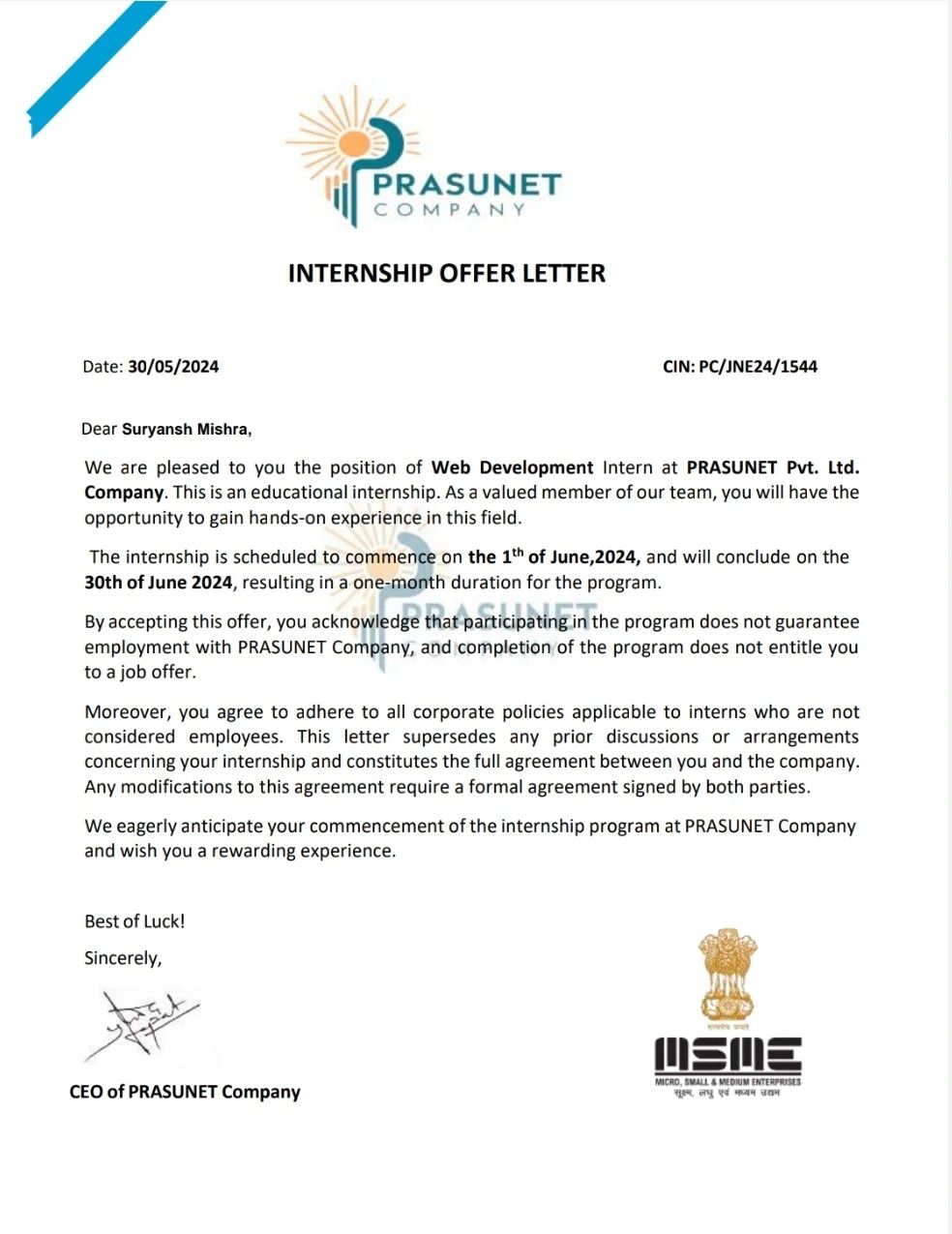 Suryansh Mishra on LinkedIn: #prasunet Suryansh Mishra on LinkedIn: #prasunet