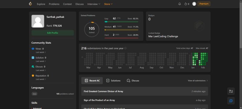 Day 47 of LeetCode challenge: solved 1 problem | Sarthak Pathak posted ... Day 47 of LeetCode challenge: solved 1 problem | Sarthak Pathak posted ...
