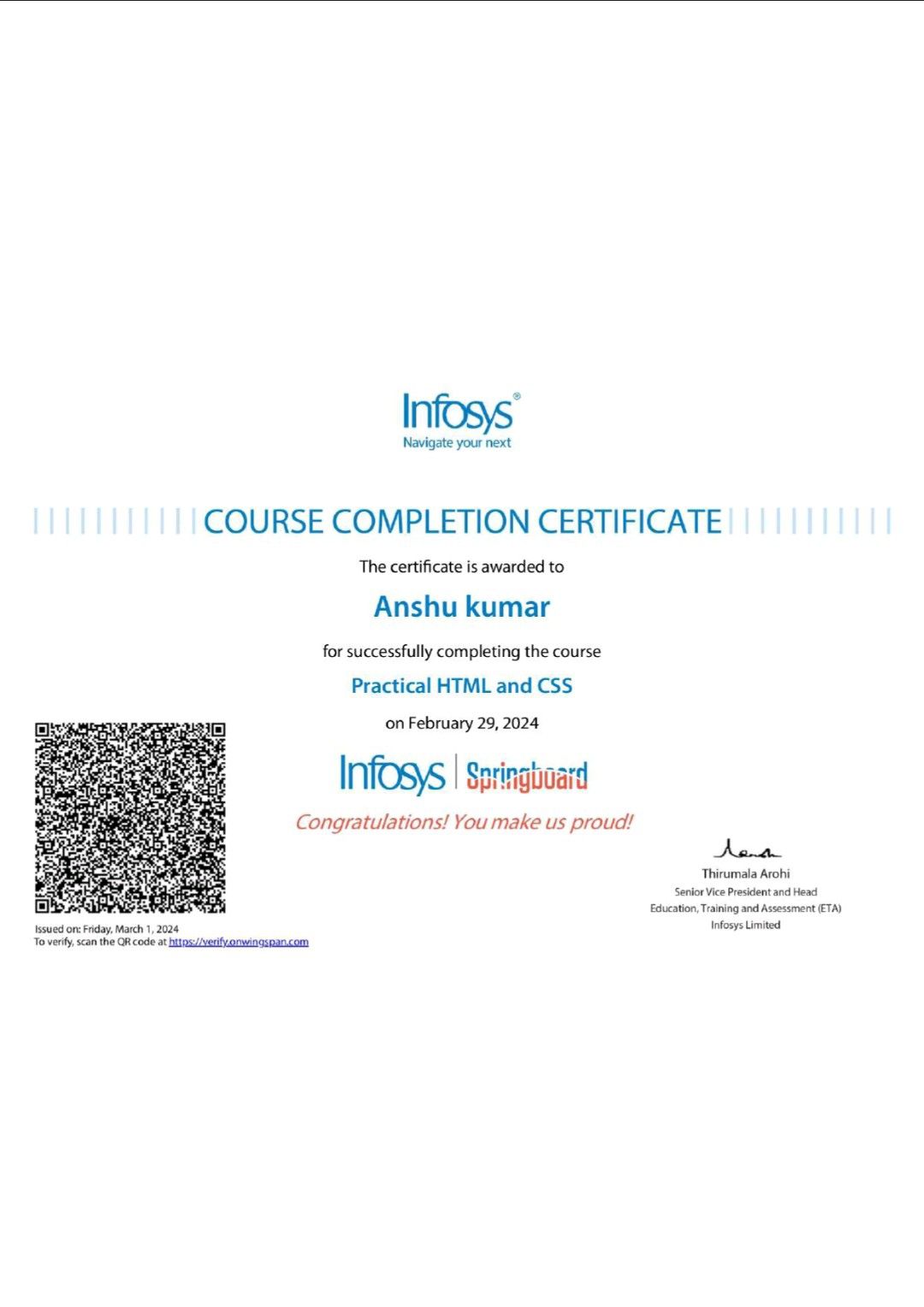 Learn HTML and CSS with Infosys | Anshu Kumar posted on the topic ... Learn HTML and CSS with Infosys | Anshu Kumar posted on the topic ...