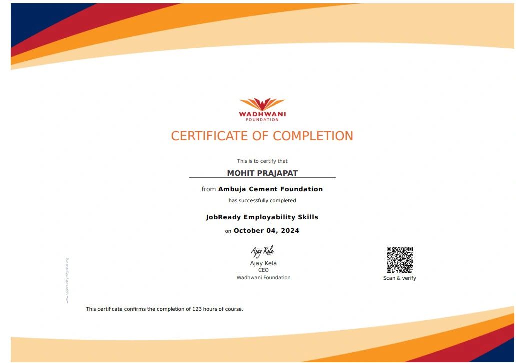 Mohit Prajapat on LinkedIn: I am grateful to the Wadhwani Foundation ... Mohit Prajapat on LinkedIn: I am grateful to the Wadhwani Foundation ...