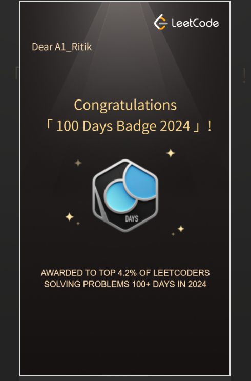 #100daysofcode #leetcode #codingjourney #milestone #keeplearning ... #100daysofcode #leetcode #codingjourney #milestone #keeplearning ...