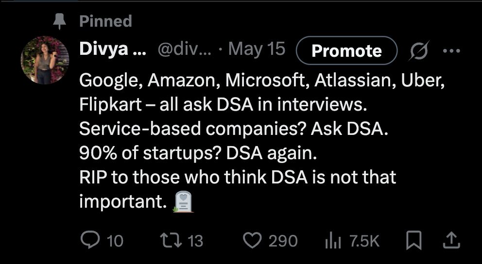 Why DSA is crucial in tech interviews | Divya Porwal posted on the ... Why DSA is crucial in tech interviews | Divya Porwal posted on the ...