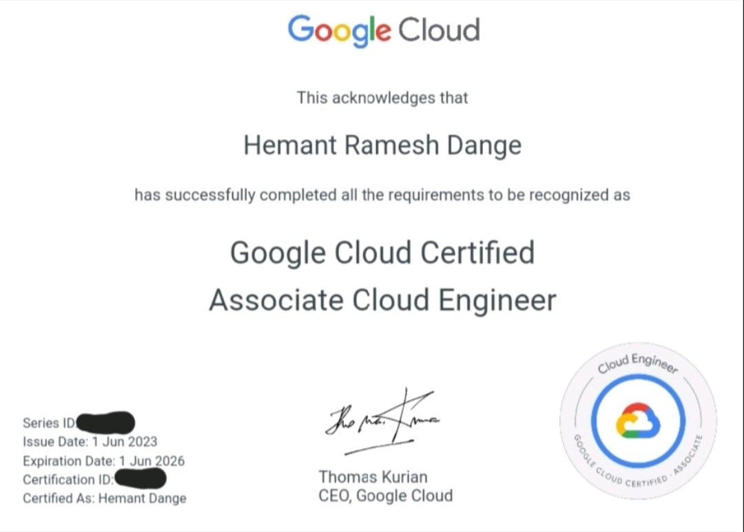 Hemant Dange on LinkedIn: #achievement #googlecloudcertified # ... Hemant Dange on LinkedIn: #achievement #googlecloudcertified # ...