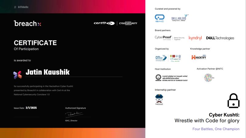 Jatin Kaushik on LinkedIn: #cybersecurity #hackathon #innovation # ... Jatin Kaushik on LinkedIn: #cybersecurity #hackathon #innovation # ...