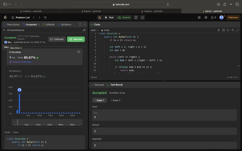 #leetcode #30dayschallenge #coding #java #problemsolving | Mary Edlyn A #leetcode #30dayschallenge #coding #java #problemsolving | Mary Edlyn A