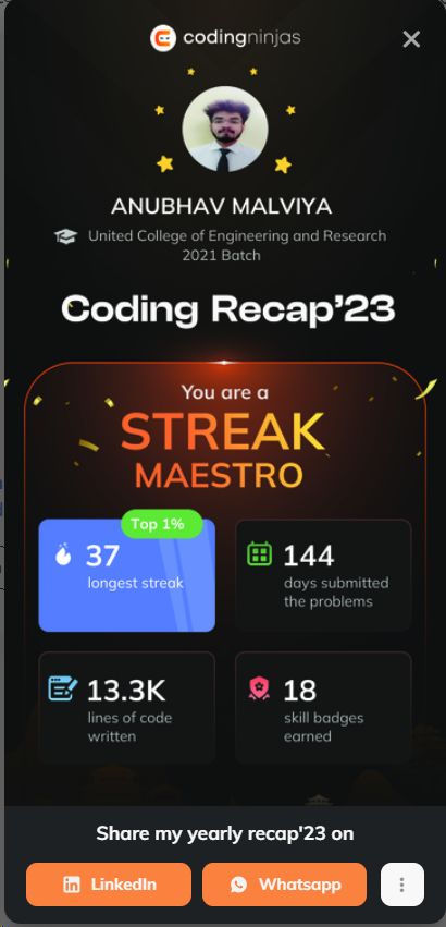 Anubhav Malviya on LinkedIn: #codingchallenge #codingninjas #hr # ... Anubhav Malviya on LinkedIn: #codingchallenge #codingninjas #hr # ...