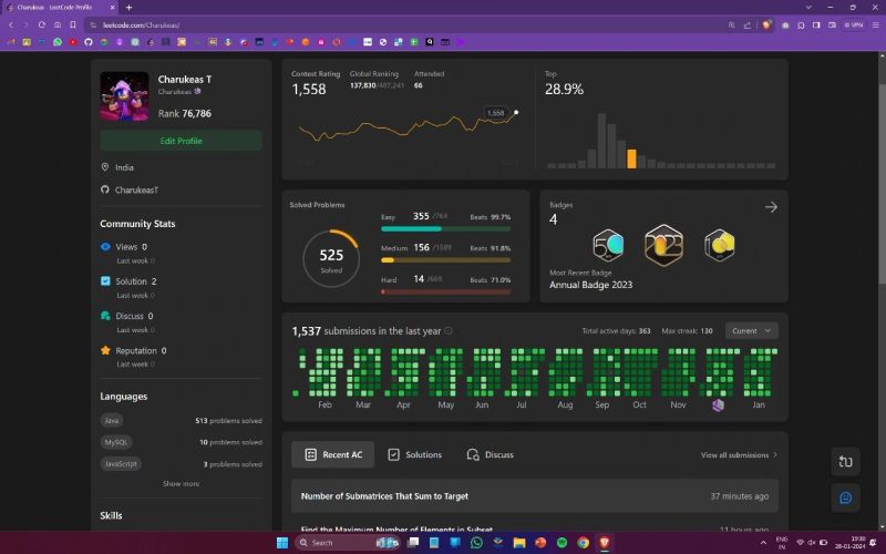 #consistencyiskey #codinglife #skcet #leetcode #leetcode2023… | Charukeas T #consistencyiskey #codinglife #skcet #leetcode #leetcode2023… | Charukeas T