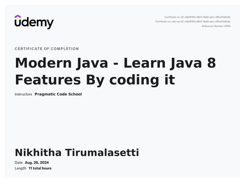Nikhitha Tirumalasetti on LinkedIn: #java #java8 #programming #learning ... Nikhitha Tirumalasetti on LinkedIn: #java #java8 #programming #learning ...