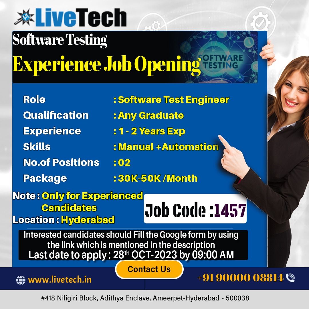 LiveTech QA on LinkedIn: Experienced Job Opening Please click open the ... LiveTech QA on LinkedIn: Experienced Job Opening Please click open the ...