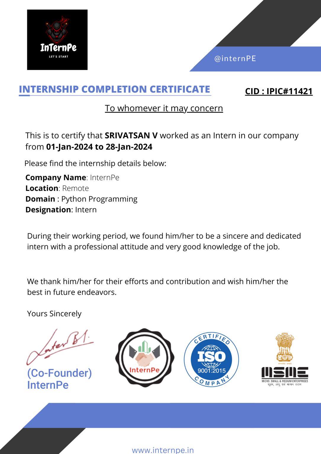 Srivatsan Vijayakumar on LinkedIn: #internpe #pythonprogramming #python ... Srivatsan Vijayakumar on LinkedIn: #internpe #pythonprogramming #python ...