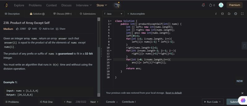 Resolved Array Except Self problem on LeetCode | Priyanshi Saxena ... Resolved Array Except Self problem on LeetCode | Priyanshi Saxena ...