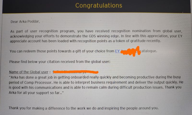 Arka Poddar on LinkedIn: #eygds #ey #eykolkata #appreciationpost Arka Poddar on LinkedIn: #eygds #ey #eykolkata #appreciationpost