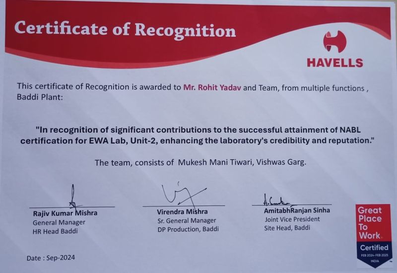 Rohit Yadav on LinkedIn: Receiving another Recognition for NABL ... Rohit Yadav on LinkedIn: Receiving another Recognition for NABL ...