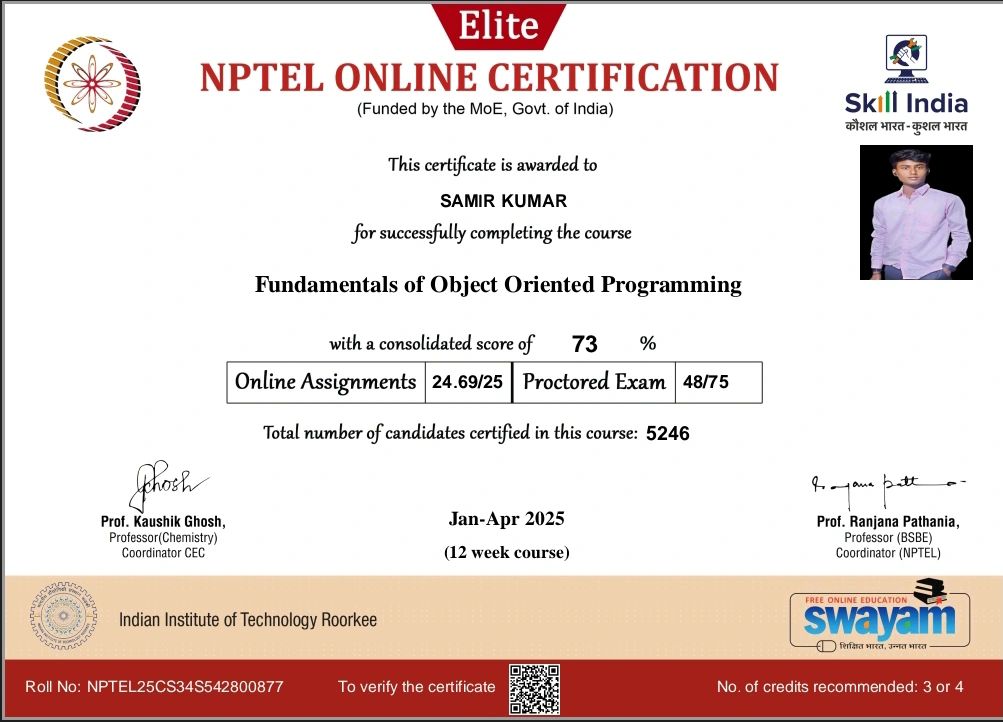#nptel #elitecertification #oop #objectorientedprogramming… | Samir ... #nptel #elitecertification #oop #objectorientedprogramming… | Samir ...