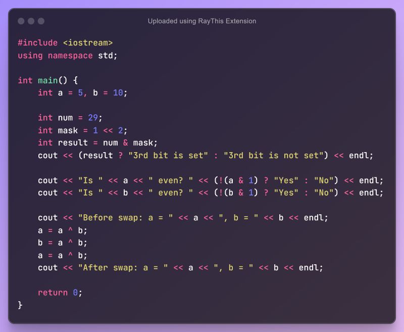 Devesh Jangid on LinkedIn: #100daysofcode #cplusplus #bitwisemagic # ... Devesh Jangid on LinkedIn: #100daysofcode #cplusplus #bitwisemagic # ...