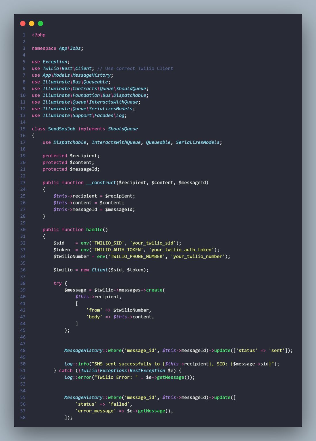 🚀 Laravel Queued Job for Sending SMS via Twilio 📱 As a full-stack… | Sk ... 🚀 Laravel Queued Job for Sending SMS via Twilio 📱 As a full-stack… | Sk ...