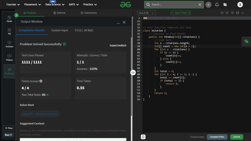 #gfg160 #geeksforgeeks #java #160daysofcode #hindex #countingsort ... #gfg160 #geeksforgeeks #java #160daysofcode #hindex #countingsort ...