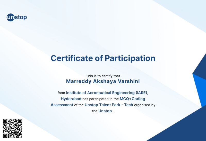 Marreddy Akshaya Varshini on LinkedIn: Unstop Marreddy Akshaya Varshini on LinkedIn: Unstop