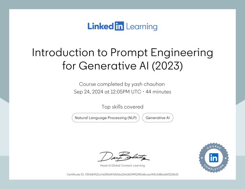 yash chauhan on LinkedIn: Certificate of Completion yash chauhan on LinkedIn: Certificate of Completion