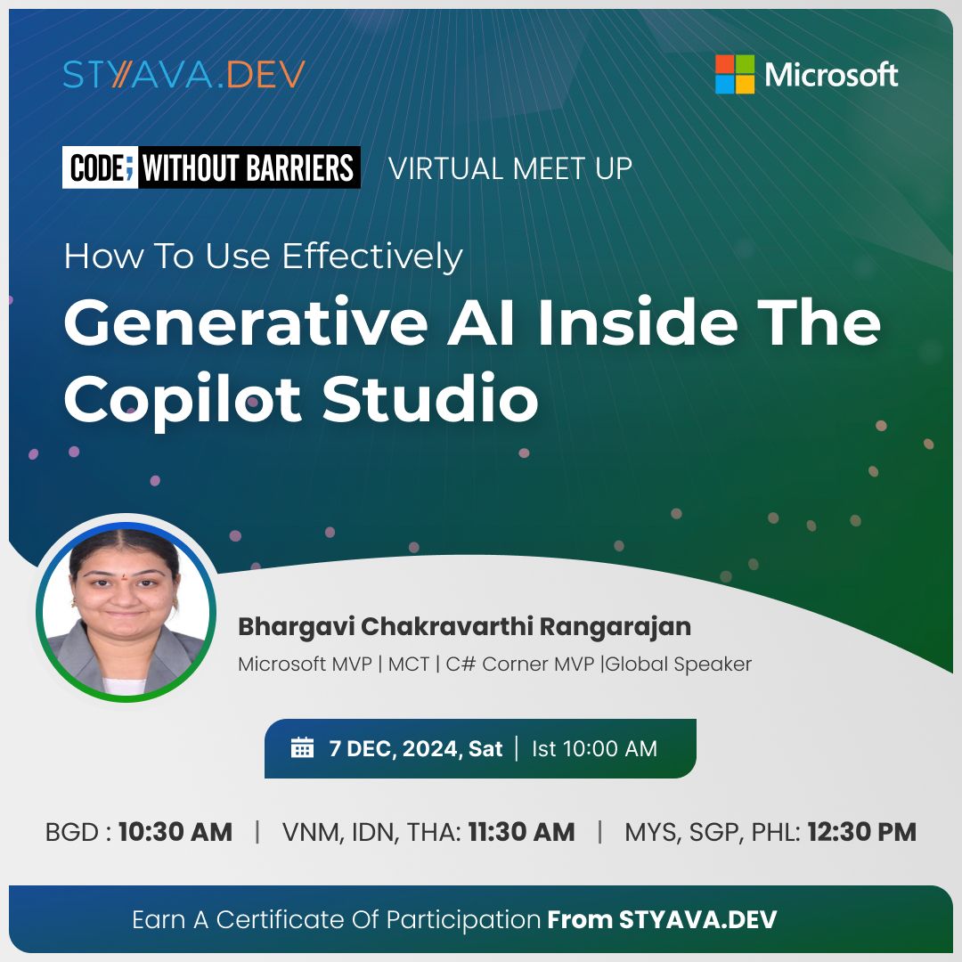 STYAVA.DEV on LinkedIn: #generativeai #copilotstudio #developertools # ... STYAVA.DEV on LinkedIn: #generativeai #copilotstudio #developertools # ...