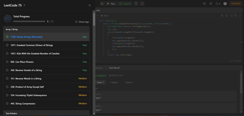 ABISHEK A on LinkedIn: The LeetCode 75 Journey Starts! π§ Thrilled to ... ABISHEK A on LinkedIn: The LeetCode 75 Journey Starts! π§ Thrilled to ...
