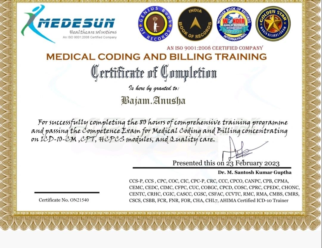 Anusha Bajam on LinkedIn: #medicalcoder #coder #coding #cpc # ... Anusha Bajam on LinkedIn: #medicalcoder #coder #coding #cpc # ...