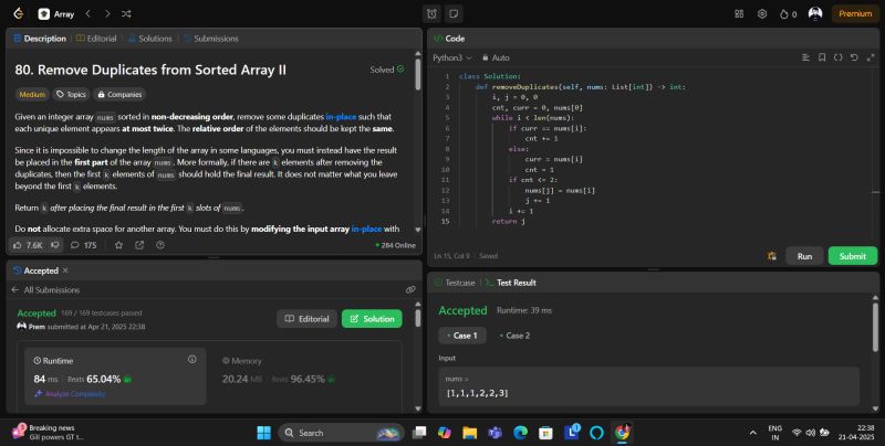 #day89 #100daysofcode #dsa #python #arrays #codingchallenge # ... #day89 #100daysofcode #dsa #python #arrays #codingchallenge # ...