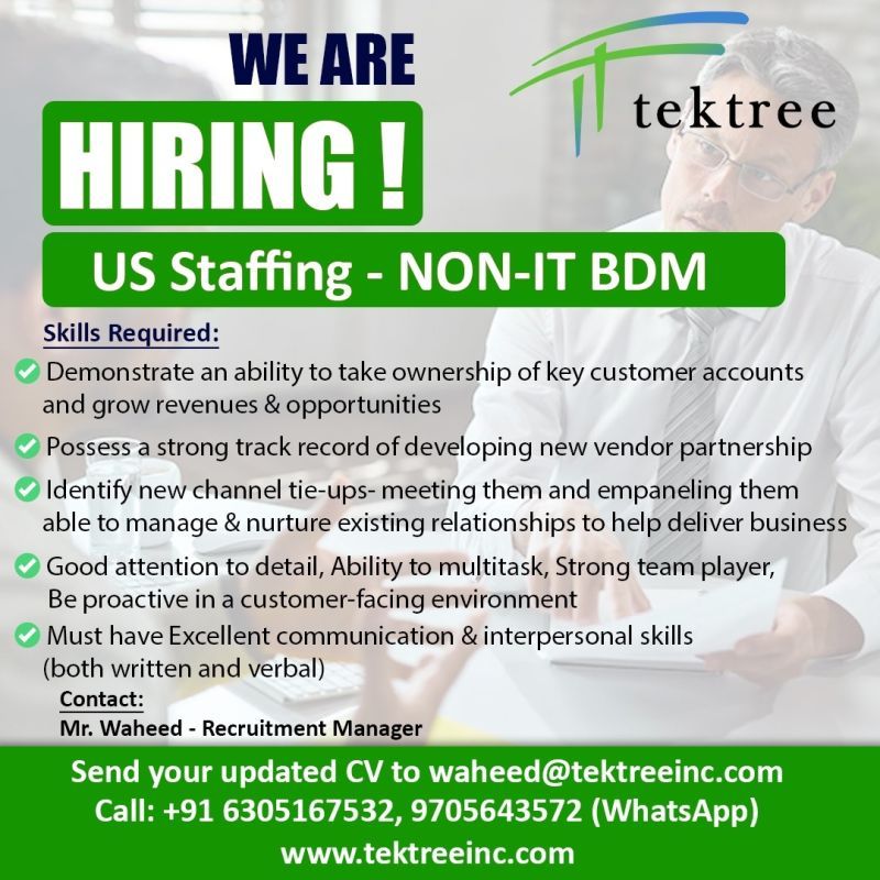 Job opening: Sr.BDM US NON IT | Recruitment Tek Tree posted on the ... Job opening: Sr.BDM US NON IT | Recruitment Tek Tree posted on the ...