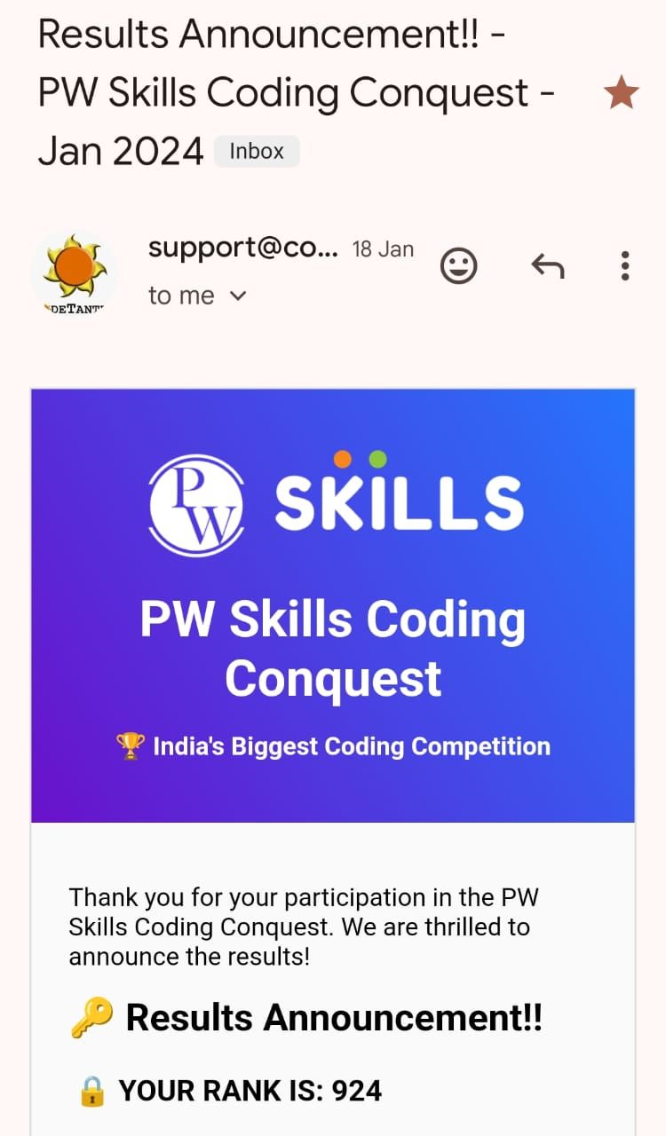 Bhargav Raghuram on LinkedIn: #codingcontest #pwclub #pwskills Bhargav Raghuram on LinkedIn: #codingcontest #pwclub #pwskills
